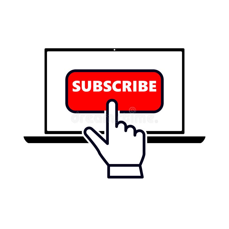 Flat Black Laptop Icon with Hand Pointer or Cursor Mouse Clicking on ...