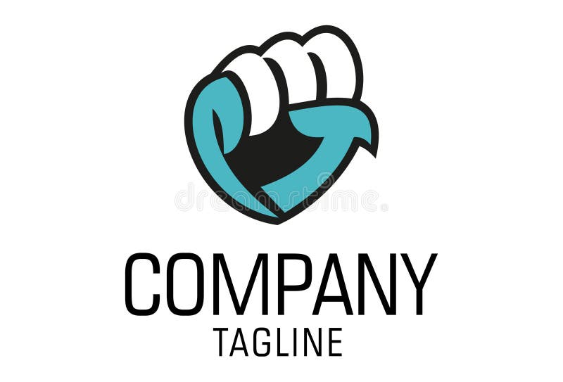 Black and Light Blue Abstract Simple Shape Hand Power Logo Design Stock ...