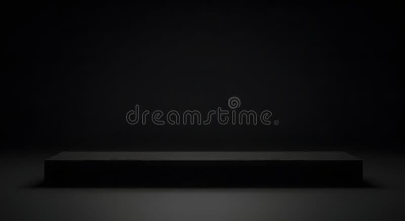 Black Rectangular Display Podium in Dark Studio Stock Image - Image of ...