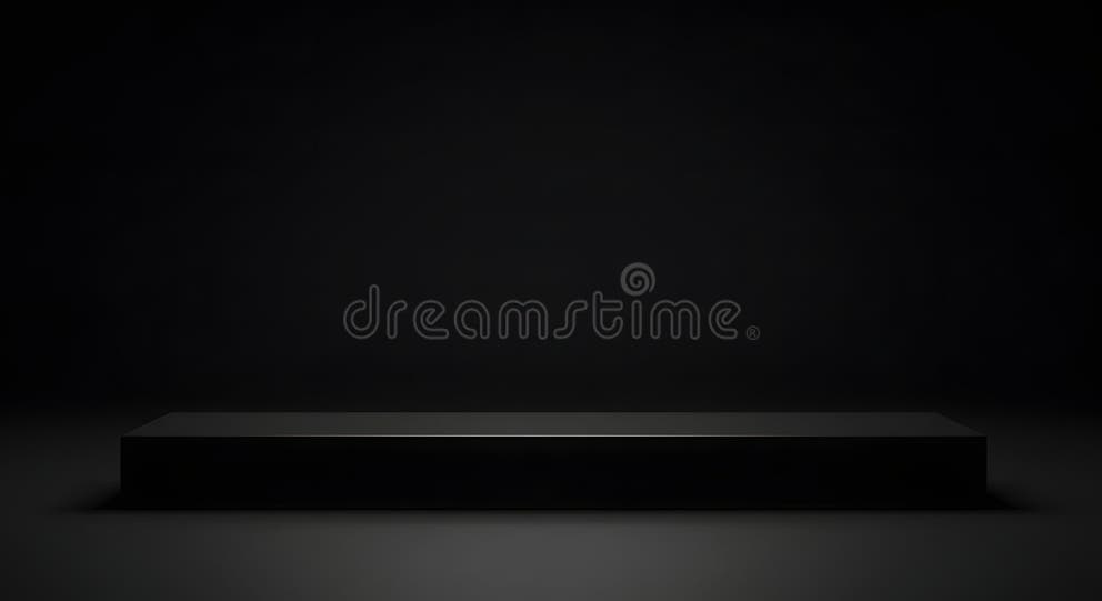 Black Rectangular Display Podium in Dark Studio Stock Image - Image of ...