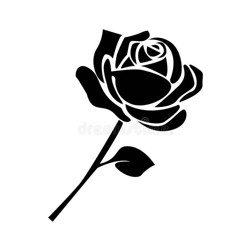 Flat black rose stock vector. Illustration of nature - 262599993