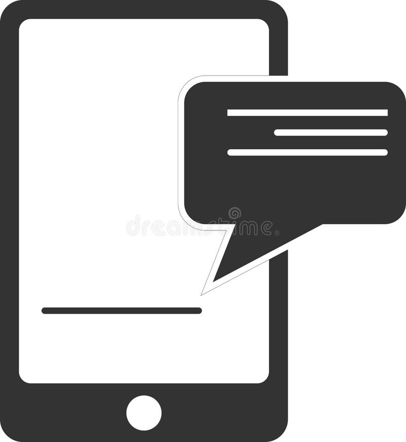 Flat Black Vector Tablet Icon with a Message. Stock Vector ...