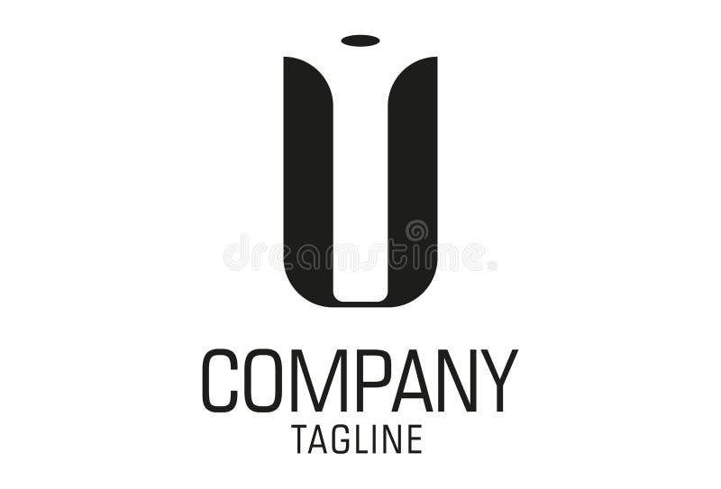 Black and White Color Abstract Bottle Initial Letter U Design Stock ...