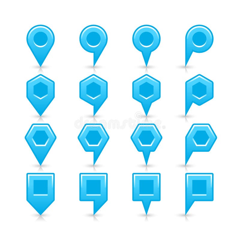 Flat Blue Color Map Pin Sign Location Icon Stock Vector - Illustration ...
