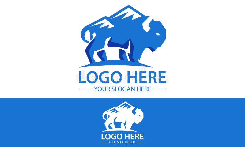 Blue Color Ox Bull with Horn Logo Design Stock Vector - Illustration of ...