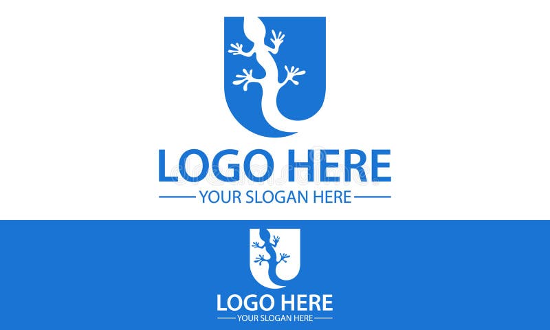 Blue Color Shield Negative Lizard Logo Design Stock Vector ...