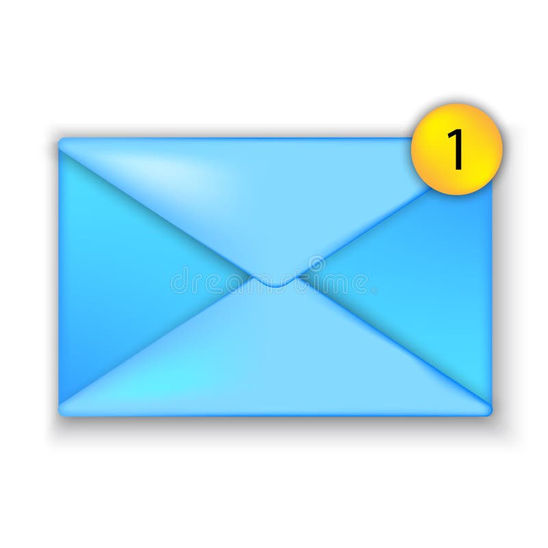 Flat Blue Envelope Message on White Background. Message Notification ...