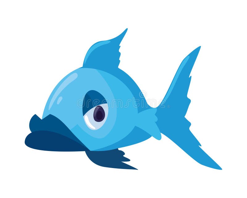 Flat blue fish stock vector. Illustration of fresh, water - 273143318