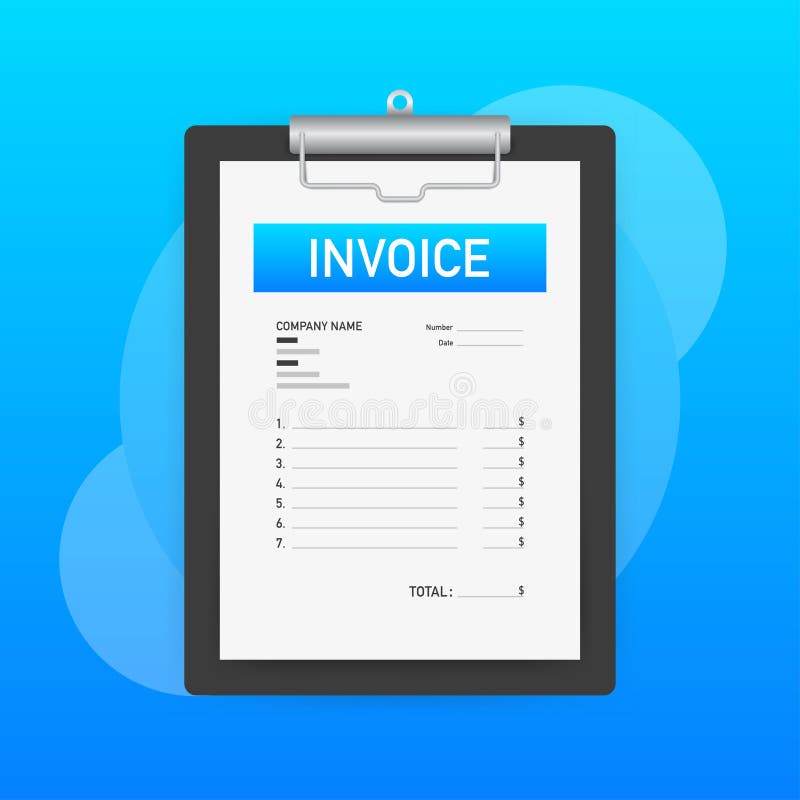 Flat Blue Invoice Illustration. Vector Flat Illustration. Payment Check ...