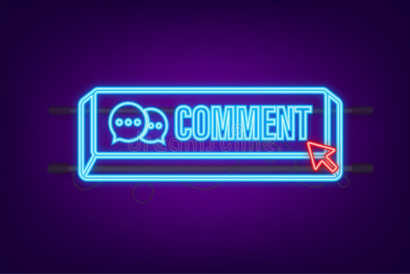 Flat Blue Neon Comment Button. Flat Vector. Computer Mouse Click ... Flat Blue Neon Comment Button. Flat Vector. Computer Mouse Click ...