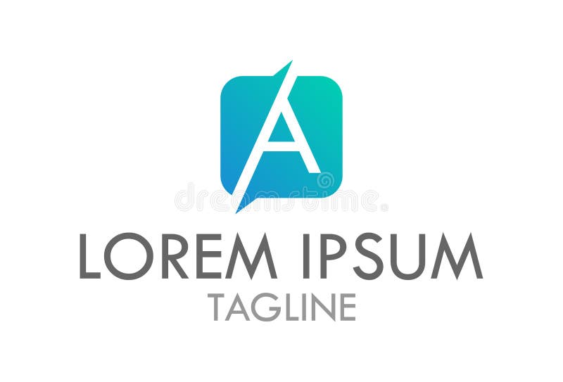 Blue Square App Creative a Letter Logo Icon Design Stock Vector ...