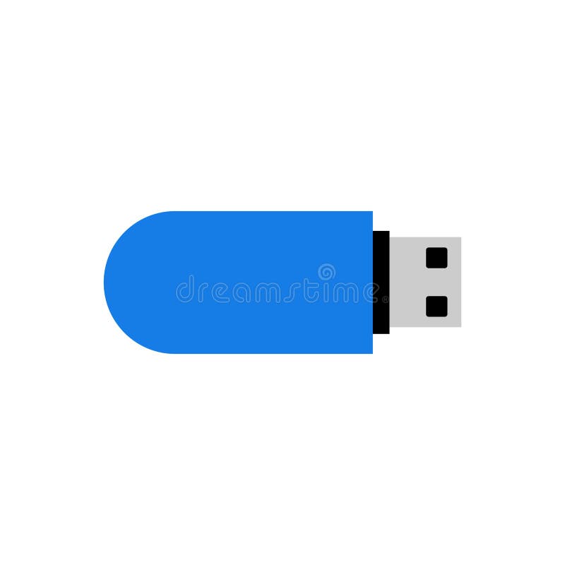 Flat Blue USB Drive Icon. Isolated on White Stock Vector - Illustration ...