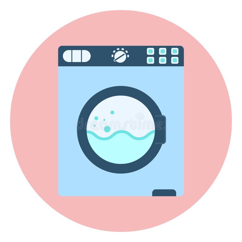Flat Blue Washing Machine Icon, Washer Symbol Stock Illustration ...