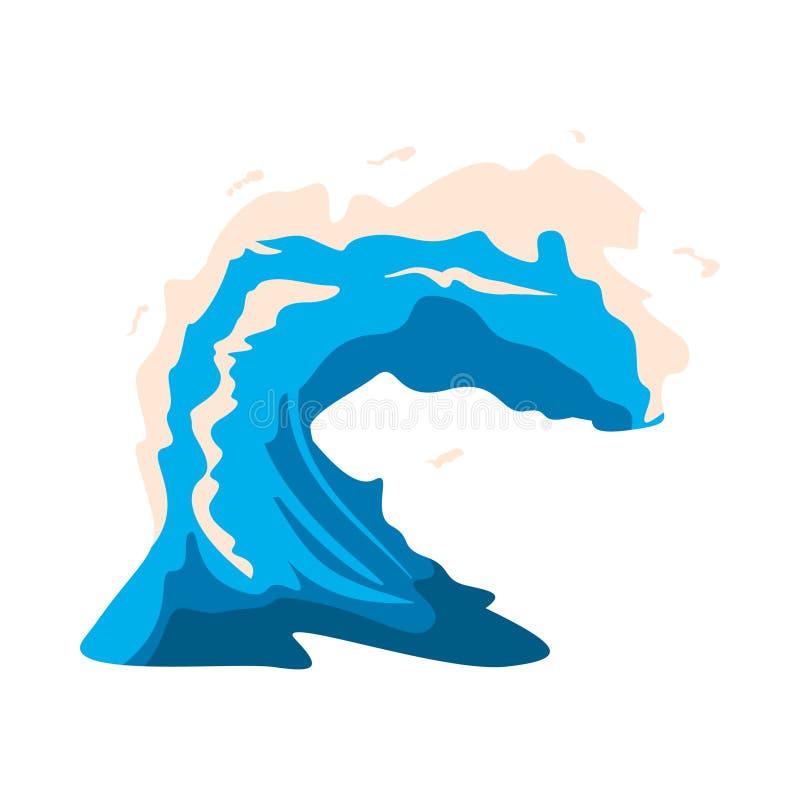 Flat Blue Wave Illustration Stock Vector - Illustration of surfing ...