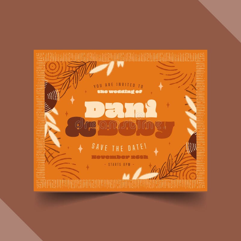 Flat Boho Wedding Invitation Template Vector Design Illustration Stock ...