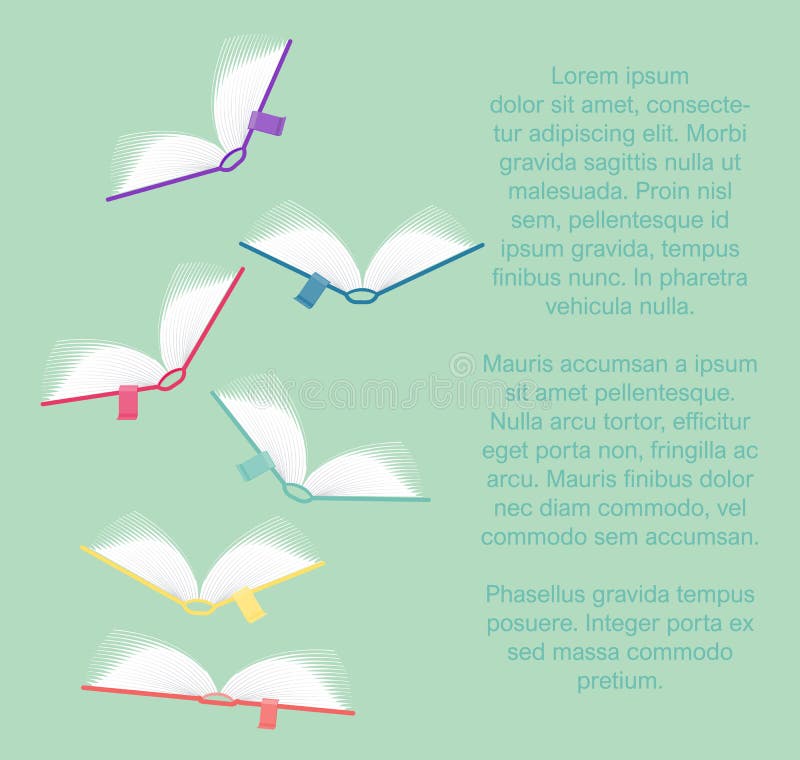Colored Books Fly in the Air Background with Place for Text in Flat ...