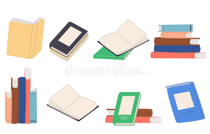 Flat books set stock vector. Illustration of pile, hardcover - 245617896