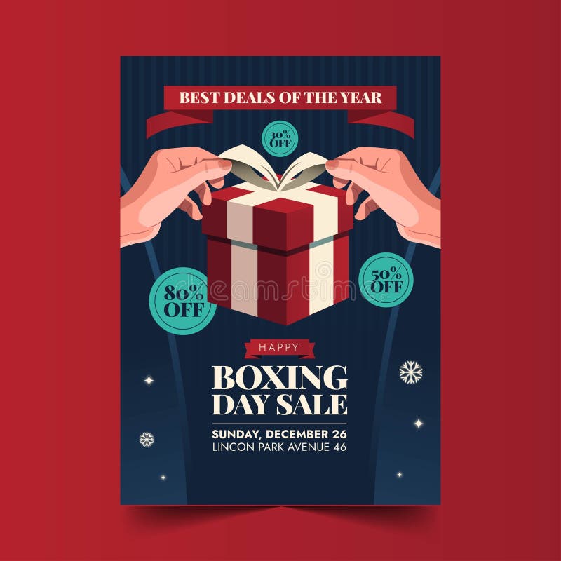 Flat Boxing Day Vertical Sale Poster Template Abstract Design Vector ...