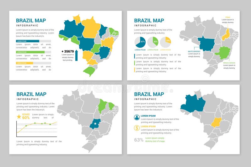 Flat Brazil Map Infographic Design Vector Illustration Stock Vector ...