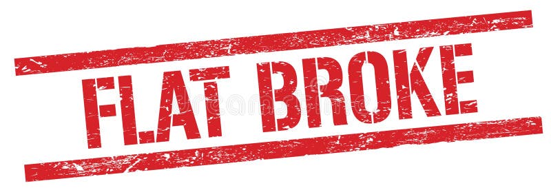 FLAT BROKE Text on Red Grungy Rectangle Stamp Stock Illustration ...