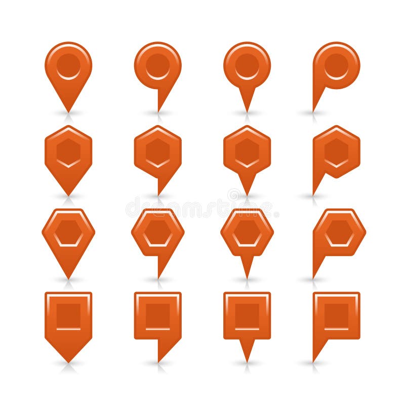 Brown Map Pin Sign Flat Location Icon Web Button Stock Vector ...