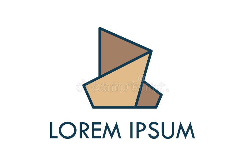 Brown Line Art Rock Abstract Logo Design Stock Vector - Illustration of ...