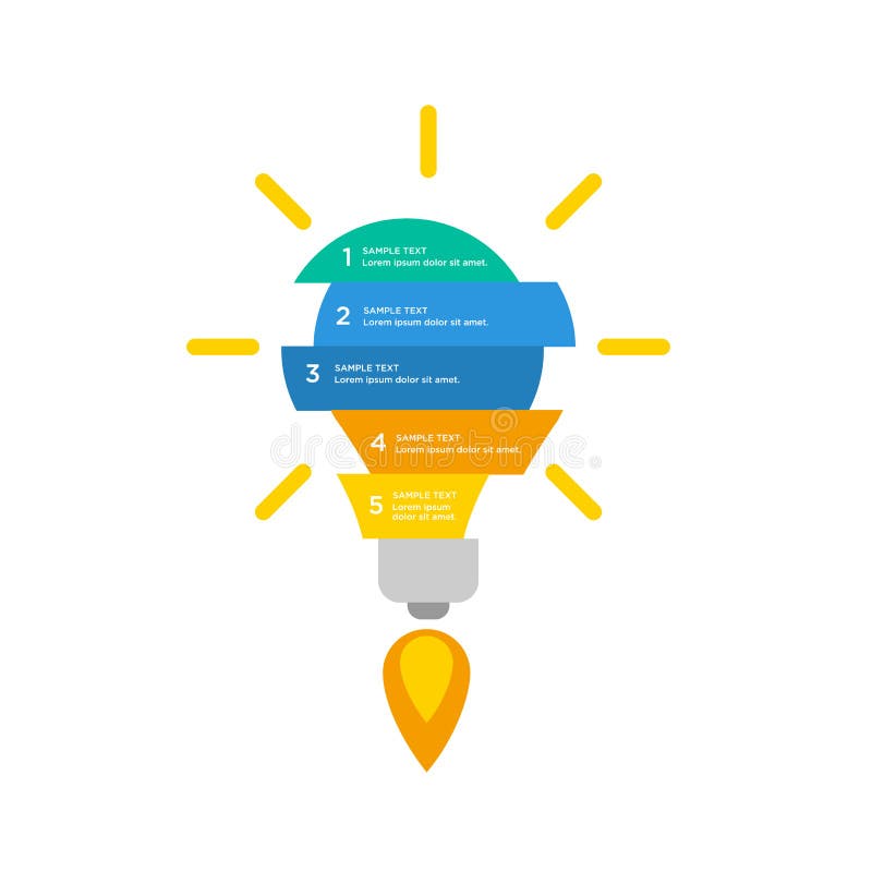 Flat Bulb Light Infographic Vector Template Design Stock Illustration ...