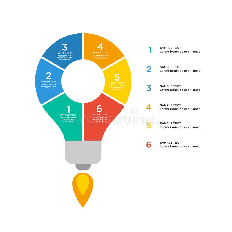 Flat Bulb Light Infographic Vector Template Design Stock Illustration ...