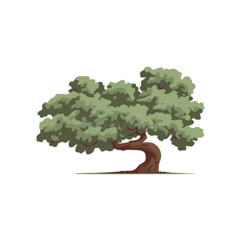 Flat Bushy Tree Design with Clean White Background Stock Vector ...