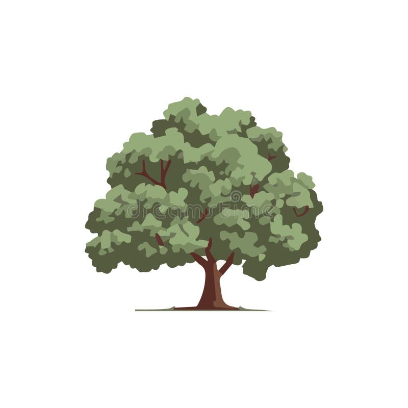 Flat Bushy Tree Design with Clean White Background Stock Vector ...