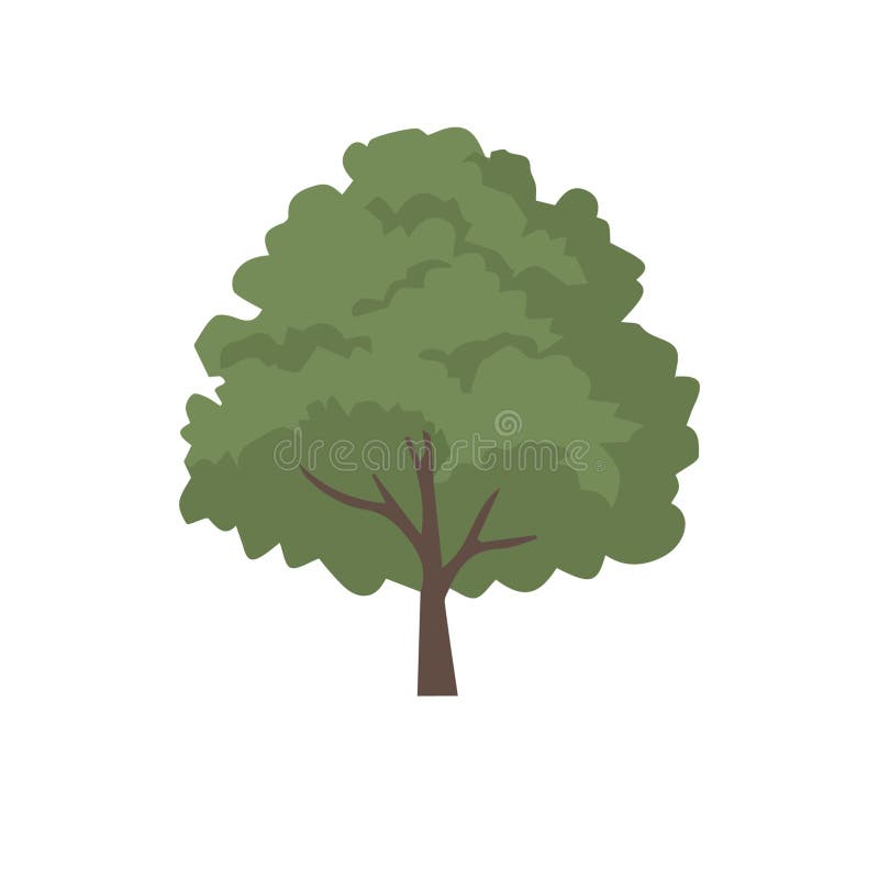 Flat Bushy Tree Design with Clean White Background Stock Vector ...