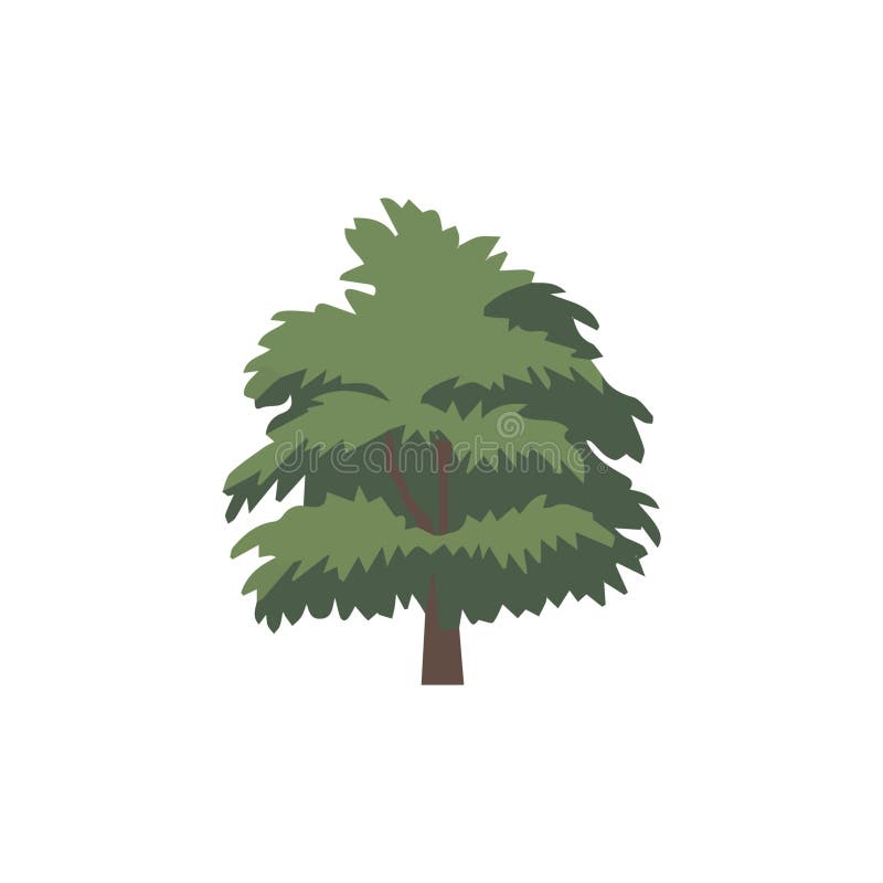 Flat Bushy Tree Design with Clean White Background Stock Vector ...