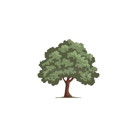 Flat Bushy Tree Design with Clean White Background Stock Vector ...