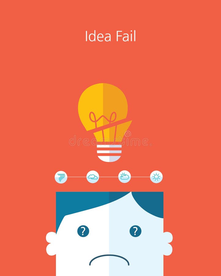 Flat Business Character Series. Idea Fail Concept Stock Illustration ...