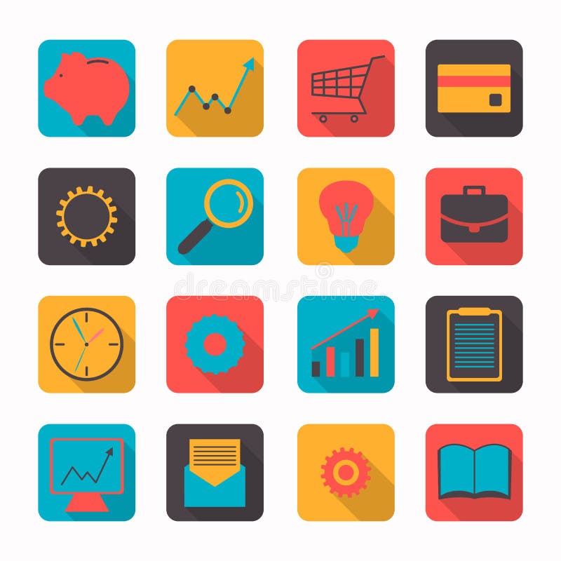 Flat Business Icons stock illustration. Illustration of piggy - 55297478