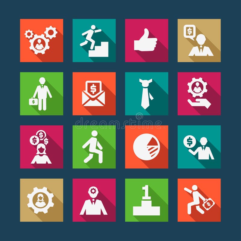 Flat business icons set stock image. Image of pictogram - 38048823