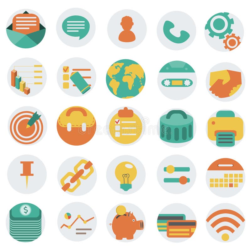 Flat business icons stock vector. Illustration of case - 35326017