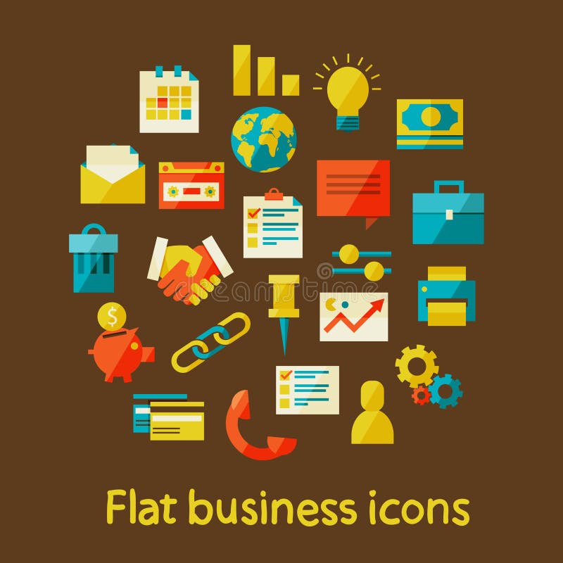 Flat Icons for Business and Finance Stock Vector - Illustration of ...
