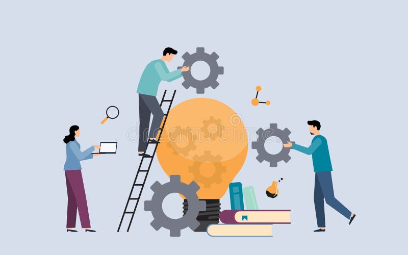 Flat Business People Meeting Learning and Maeking Idea Stock Vector ...