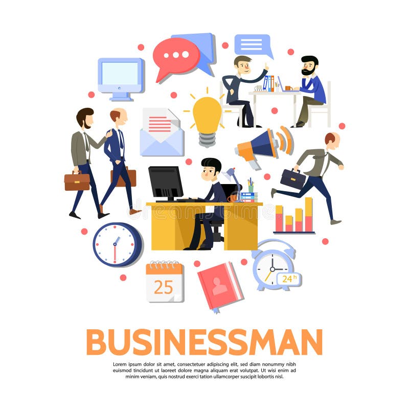 Flat Business People Round Concept Stock Vector - Illustration of ...