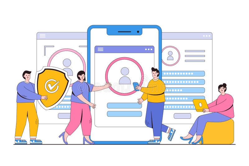 Flat Business People Team Working Development Mobile Application Form ...