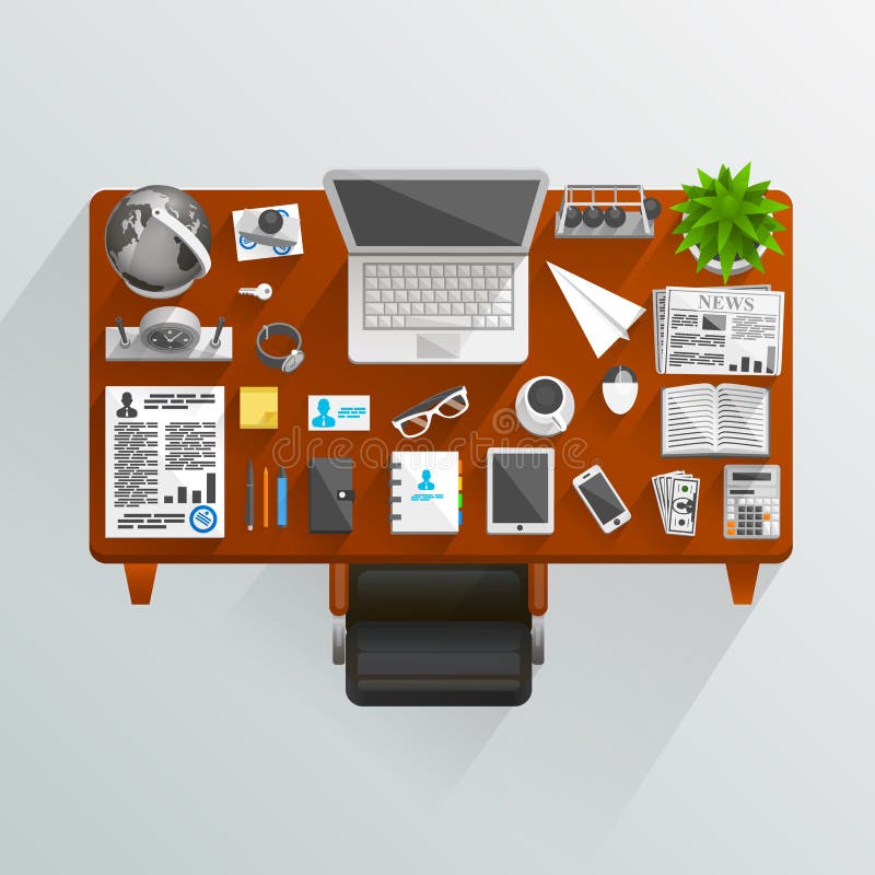 Flat business table stock vector. Illustration of internet - 49428083