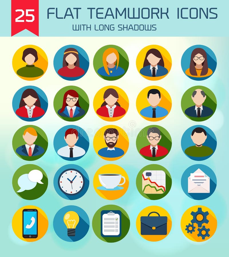 Flat Business Teamwork Icons Set. Stock Vector - Illustration of career ...