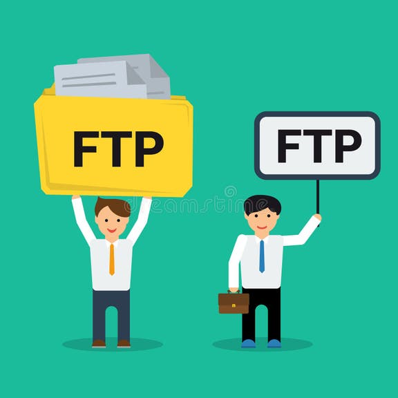 Flat Businessmen with FTP Sign Stock Vector - Illustration of download ...