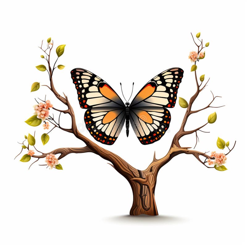 Flat Butterfly Flying Silent Journey Stock Illustration - Illustration ...