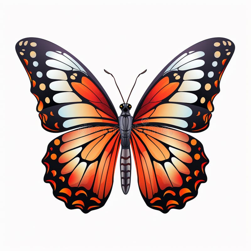 Flat Butterfly Flying Silent Journey Stock Illustration - Illustration ...