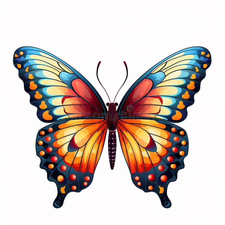 Flat Butterfly Flying Silent Journey Stock Illustration - Illustration ...