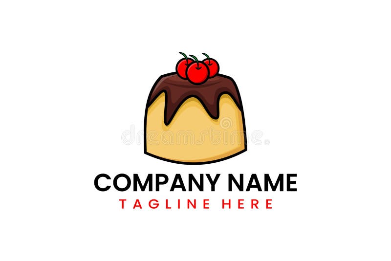 Flat Cake Pudding Icon Symbol Logo Template Stock Vector - Illustration ...