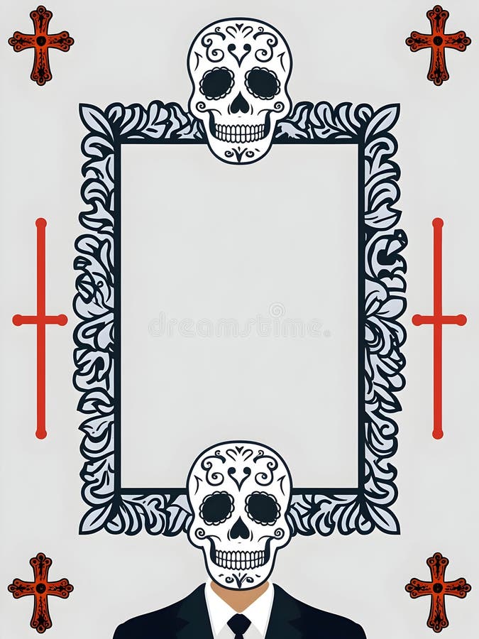 Flat Calavera and Cross Border with Copy Space Concept As a Border ...