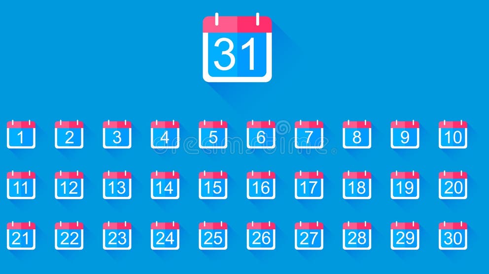 Flat Calendar Icon with a Red Hanger Showing. Stock Illustration ...